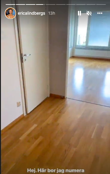 Erica Lindberg visar upp första bilderna på nya lägenheten