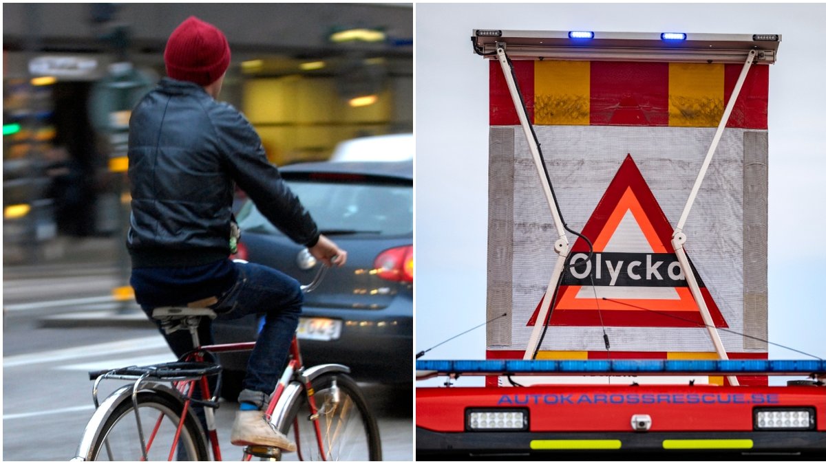 Cyklist utan hjälm påkörd – livshotande skadad