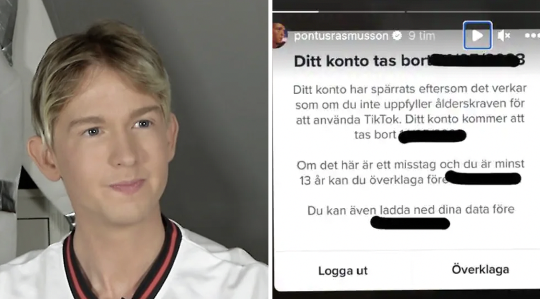 Pontus Rasmusson tillbaka på TikTok – blev bannad