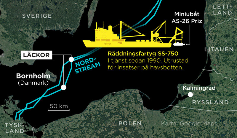 Ryskt specialfartyg fotades före sabotaget
